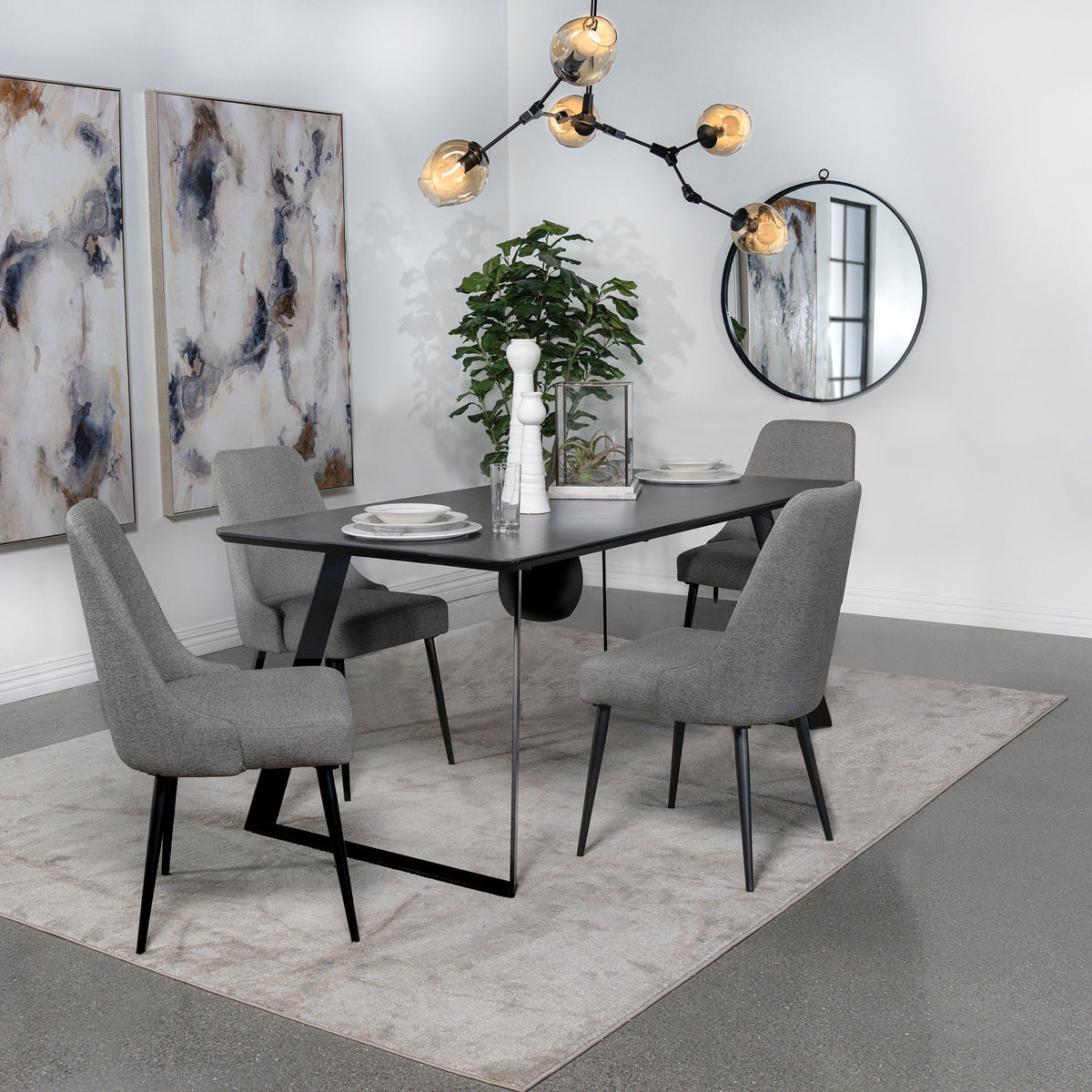 Smith 5-Piece Black Ceramic Dining Set with Chairs – Coaster Furniture – Home Elegance USA