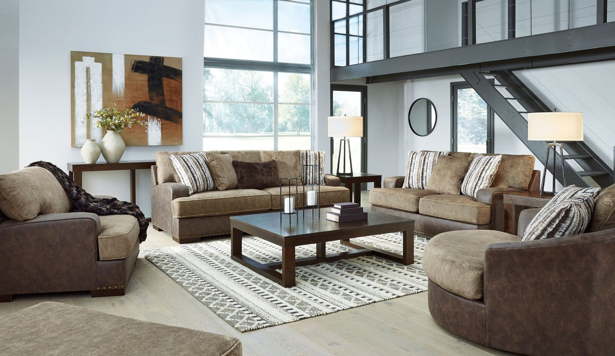 Alesbury Sofa Set – Traditional Brown Upholstered Living Room Furnitur – Home Elegance Furniture