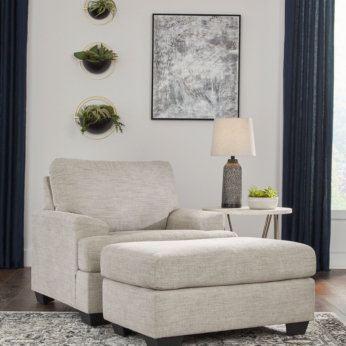 Vayda 2-Piece Chair & Ottoman Set in Pebble - Ashley – Home Elegance USA