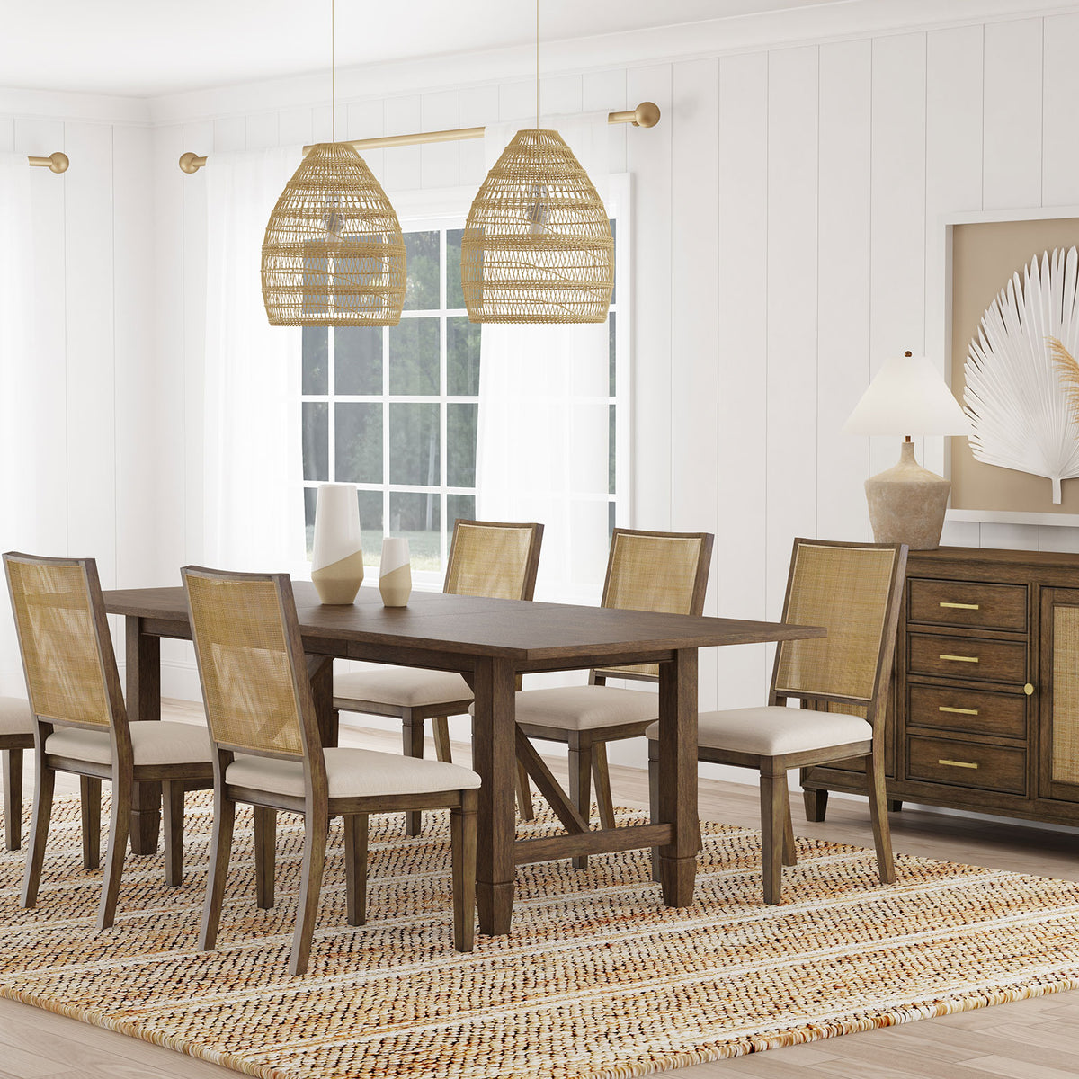 Matisse 7pc Light Brown Dining Set with Rattan Chairs – Coaster ...
