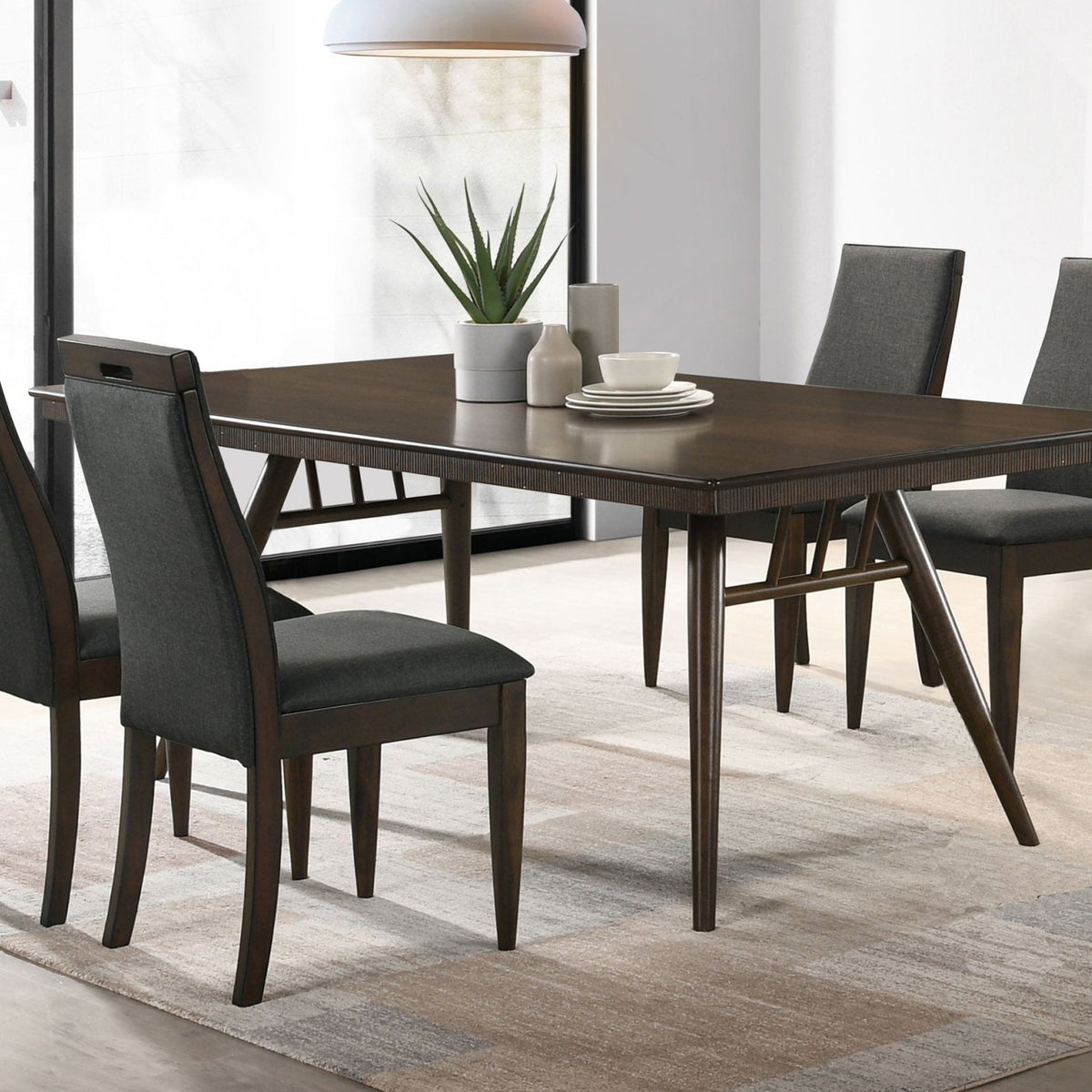 Wes 5-piece Rectangular Dining Set Grey and Dark Walnut | Coaster ...