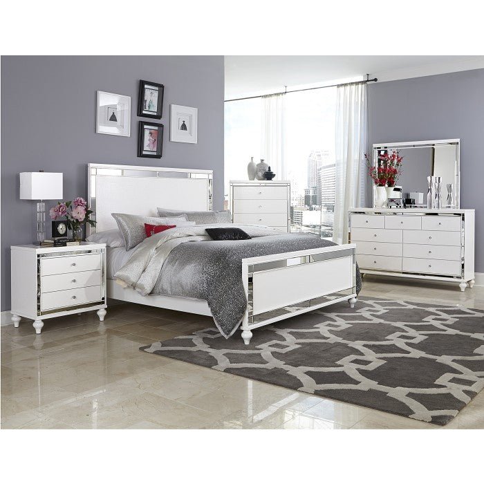 Alonza Bright White 5 Piece Eastern King Bedroom Set With Led Lighting ...