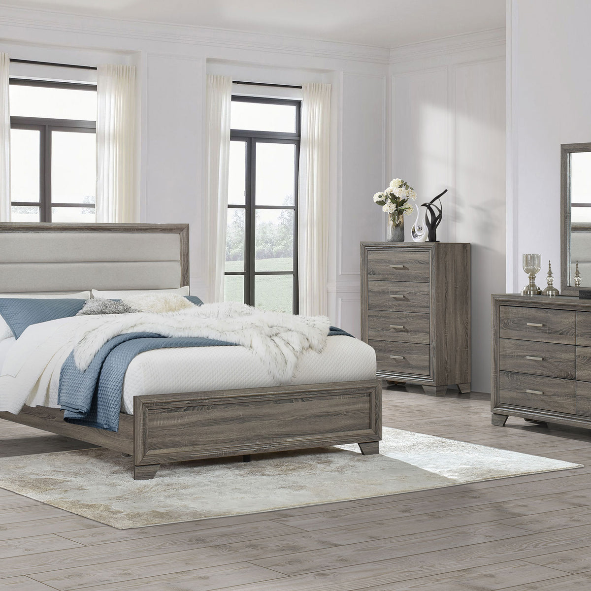 Wright 5-Pc Queen Bedroom Set Brown Oak – Coaster Furniture – Home ...