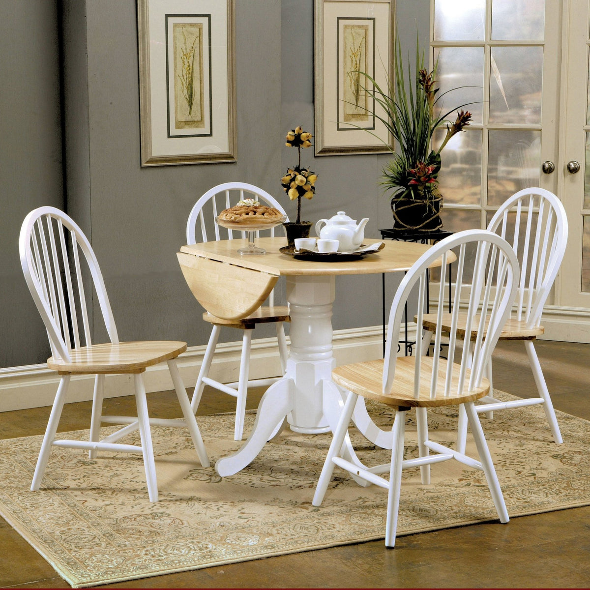 Allison 5-piece Drop Leaf Dining Set Natural Brown and White | Coaster ...