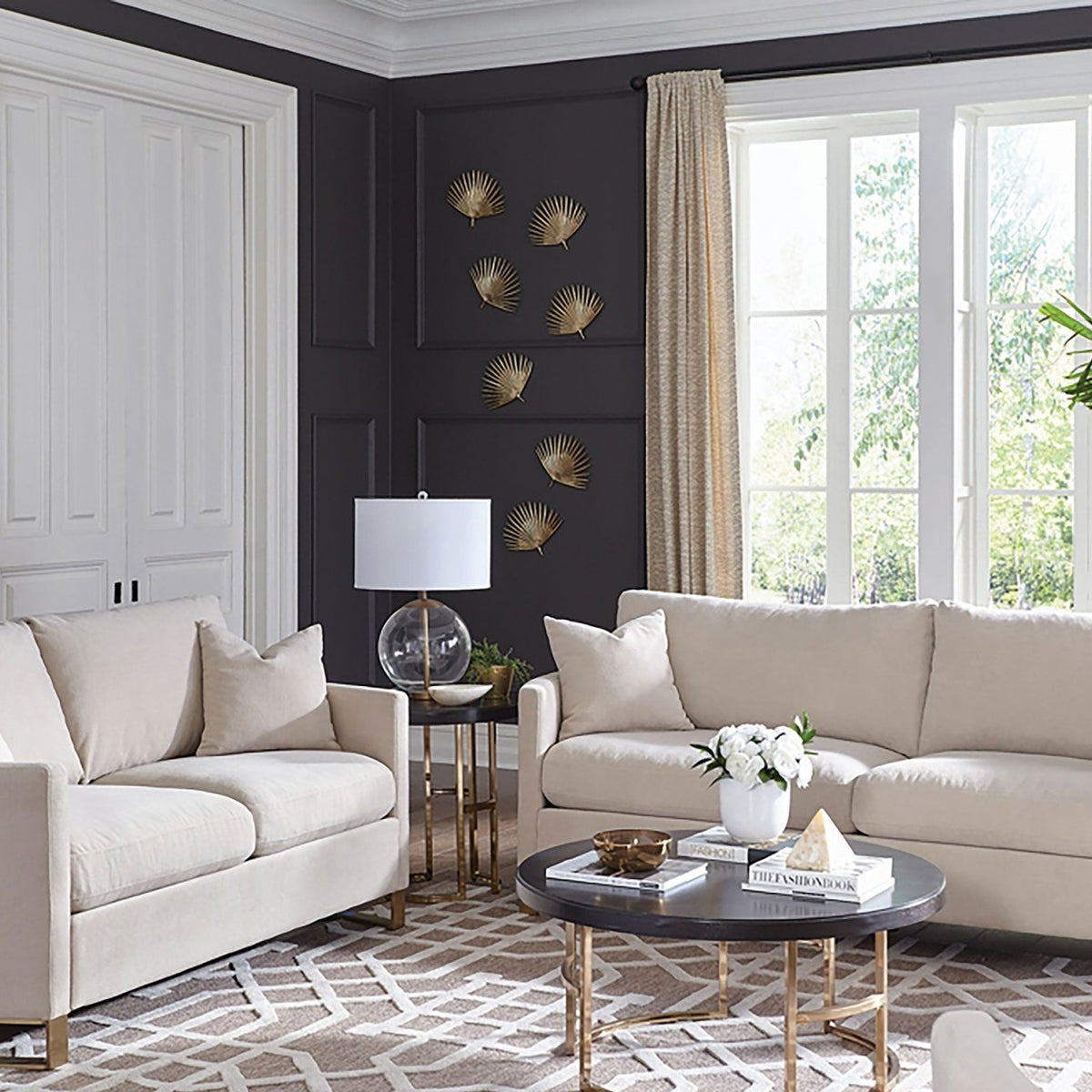 Corliss 2-piece Arched Arms Living Room Set Beige and Rose Brass | Coa ...