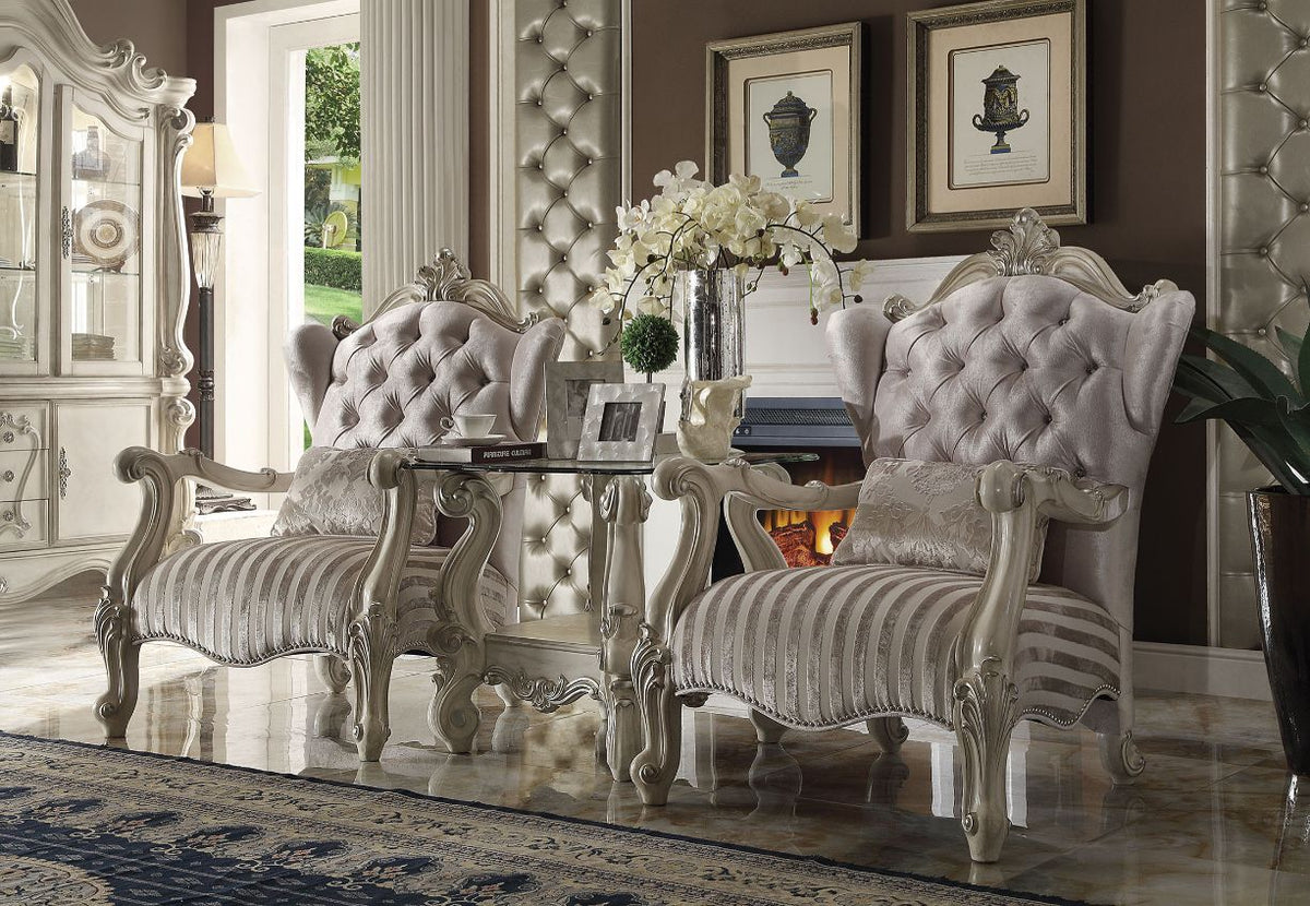 Versailles Chair W/Pillow 52087 Ivory Fabric & Bone White Finish | Acm ...