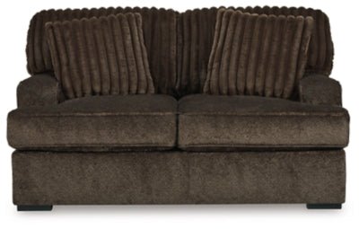 Chocolate Aylesworth Loveseat - Velvet Sectional | Ashley Furniture ...