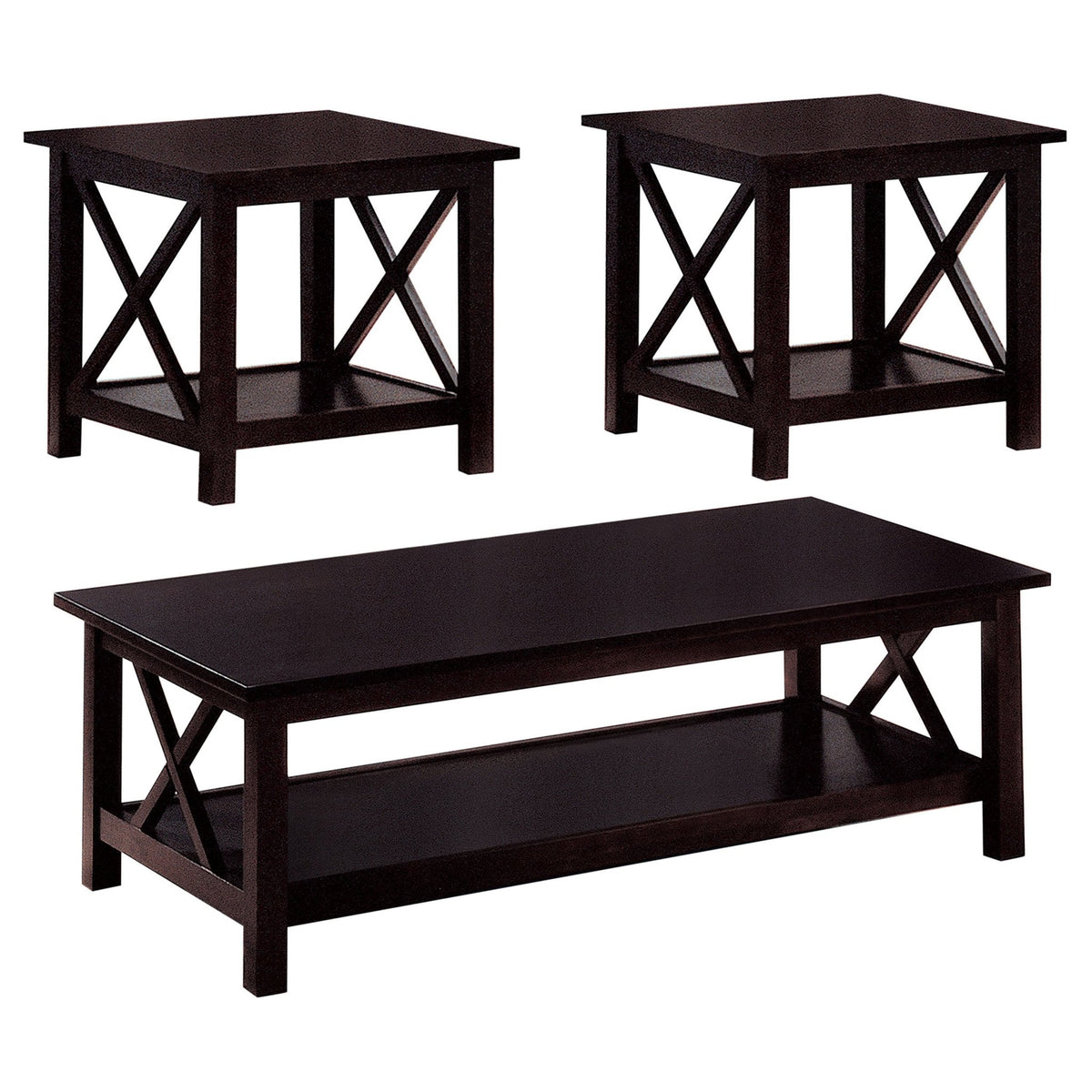 3 Pc Coffee Table Set - Rachelle 3-piece Occasional Table Set Deep Mer ...