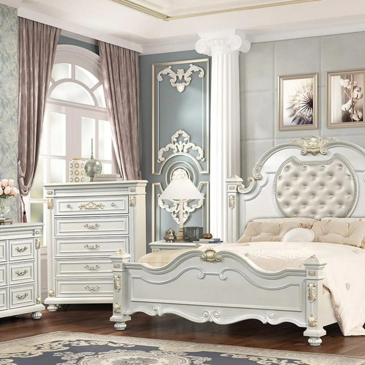 Destiny 6-Piece Bedroom Set Pearl or Cherry Finish - Cosmos Furniture ...
