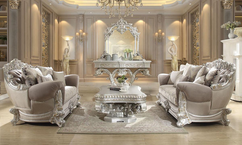 HD-372 Traditional Living Room Set by Homey Design – Metallic Silver ...