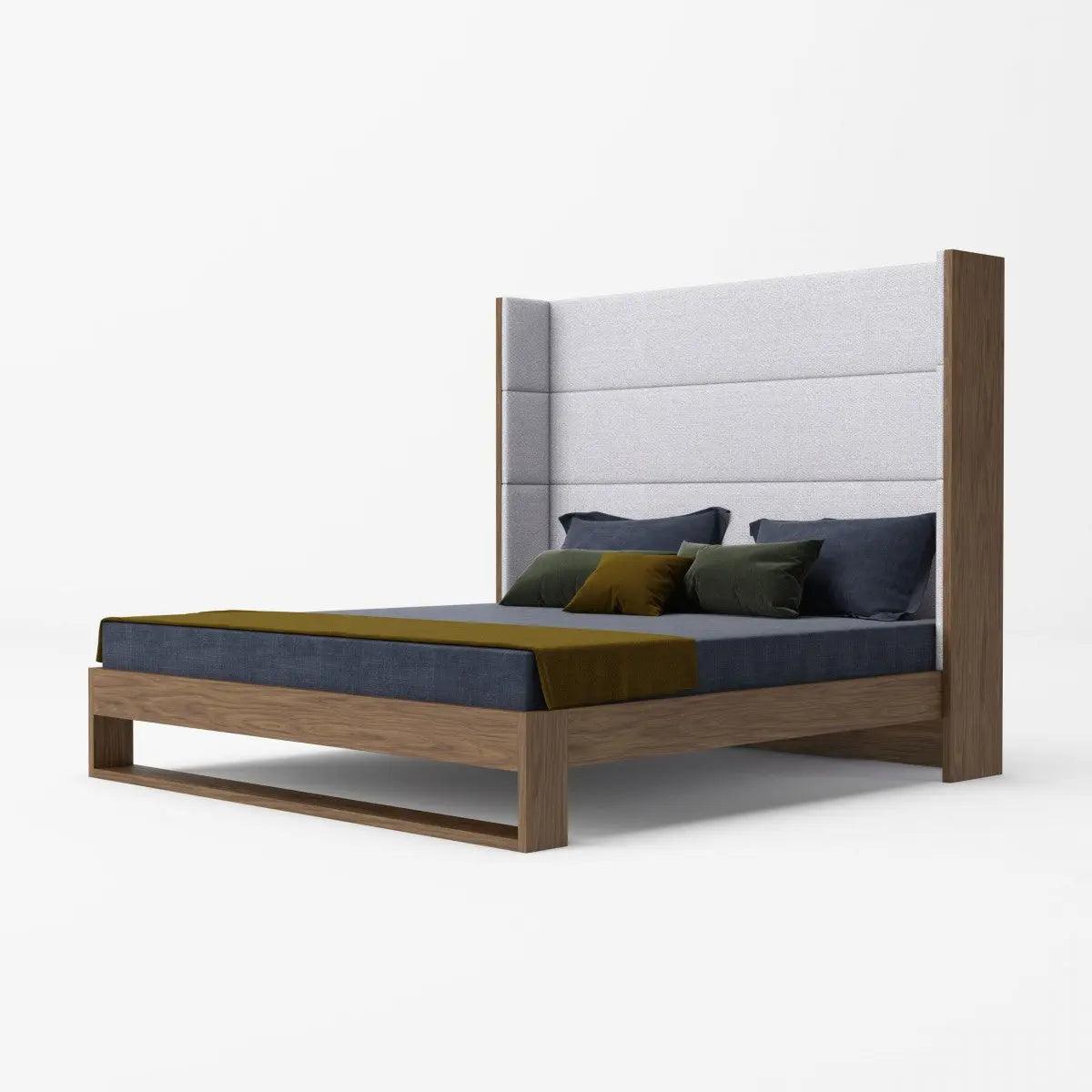 Modrest Heloise Contemporary Grey Fabric & Walnut Trim Bed Vgbbma1502 ...