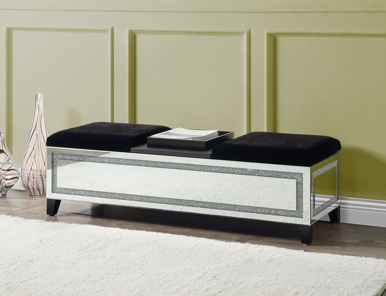 Noralie Bench W/Storage AC00533 Mirrored & Faux Diamonds | Acme – Home ...