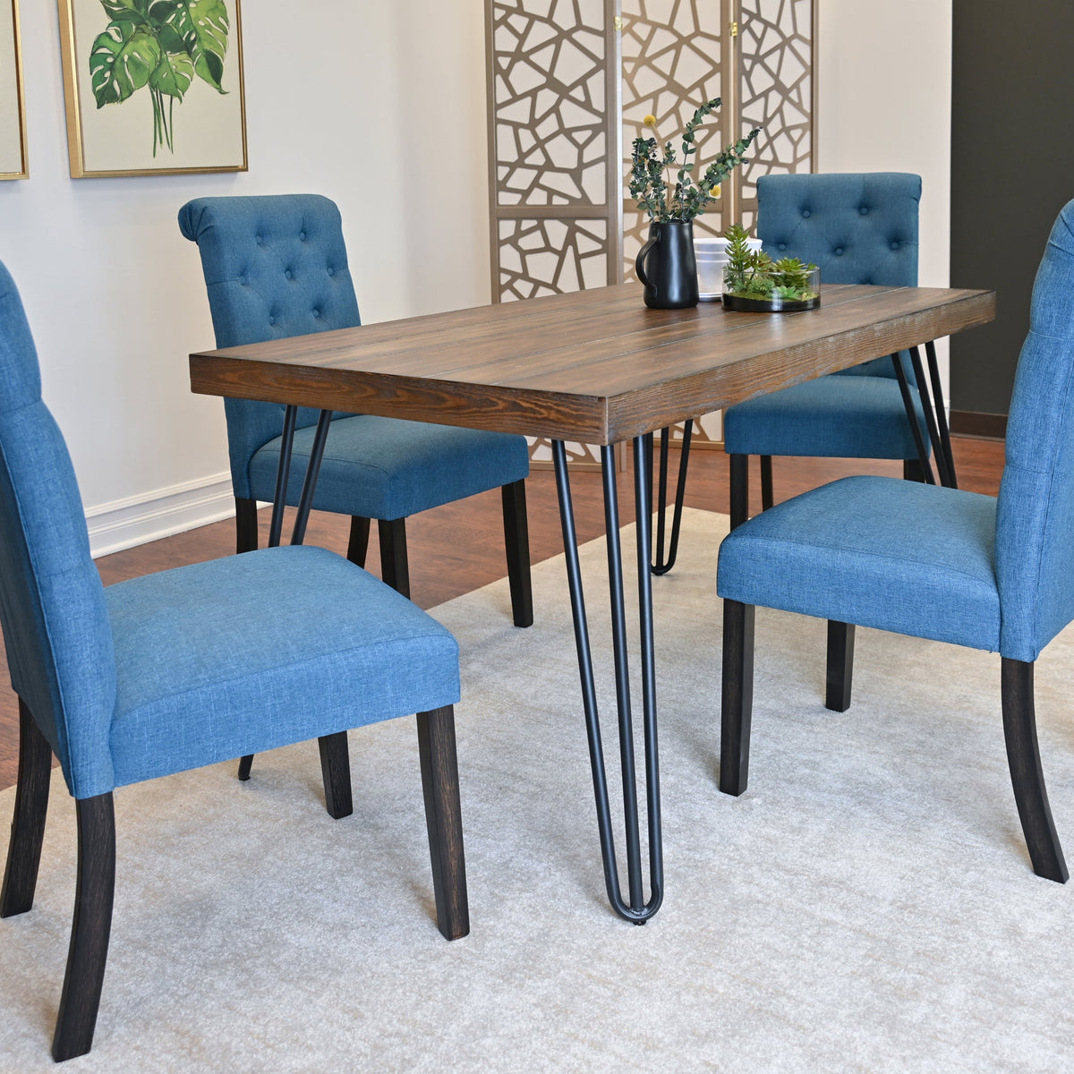 Ashford 5-Piece Dining Set, Hairpin Dining Table with 4 Chairs, 4 Colo ...