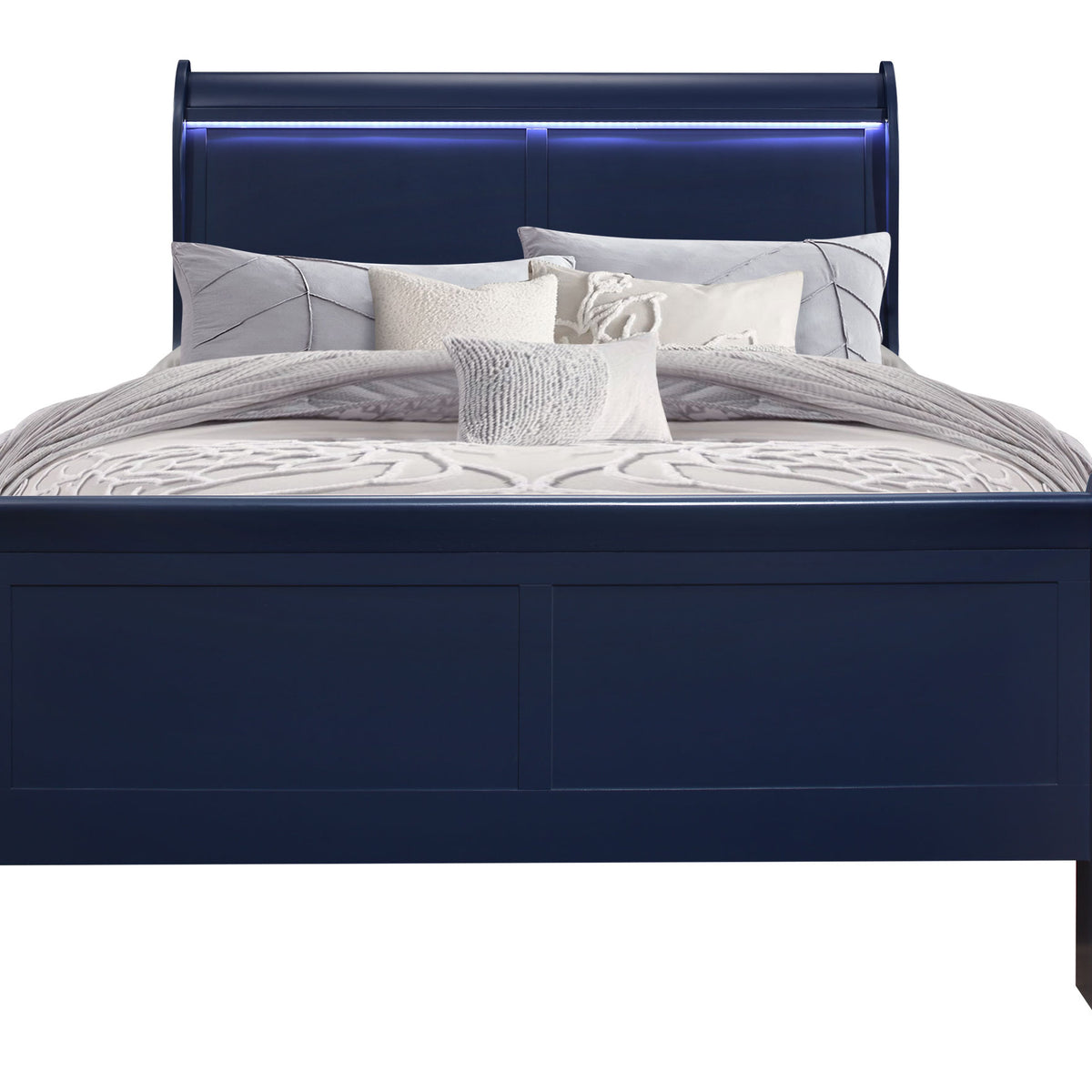Charlie Blue Full Bed With Led | Global – Home Elegance USA