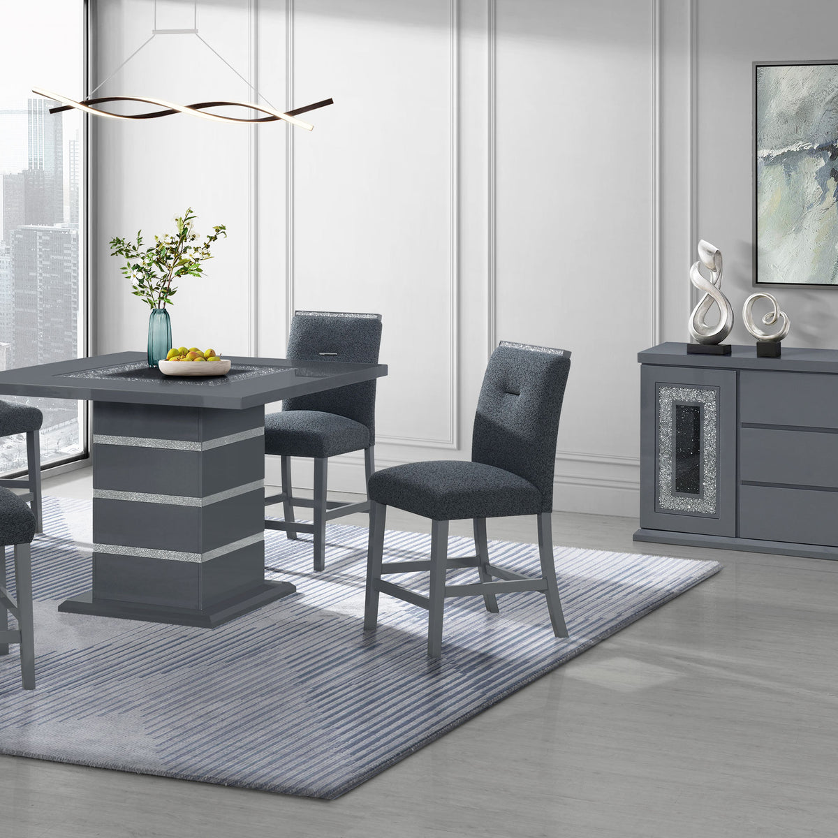 Monaco Dark Grey Bar Table And 4 Monaco Dark Grey Bar Stools – Home ...