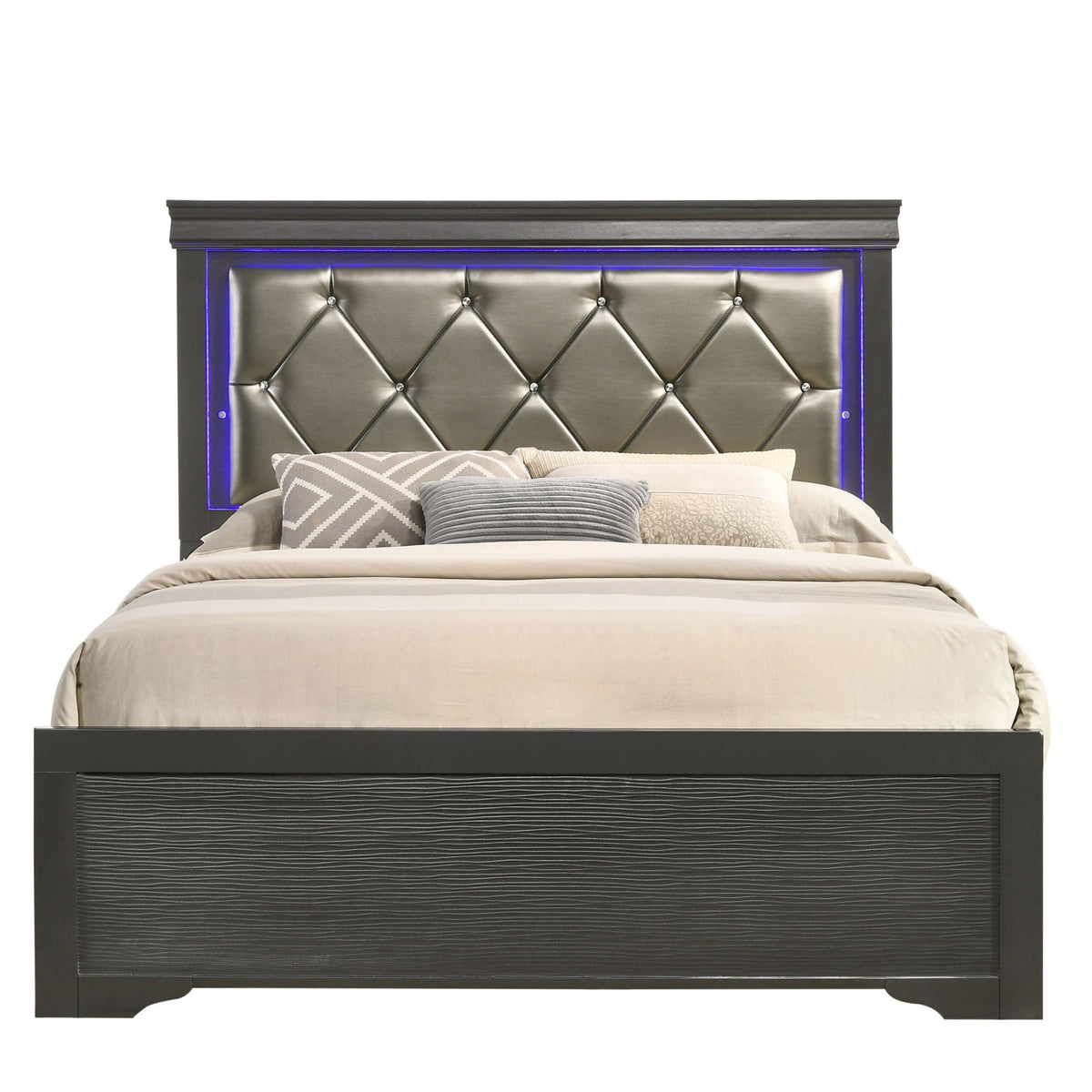 Modern Brooklyn Twin Size LED Bed made with Woo... | Home Elegance USA