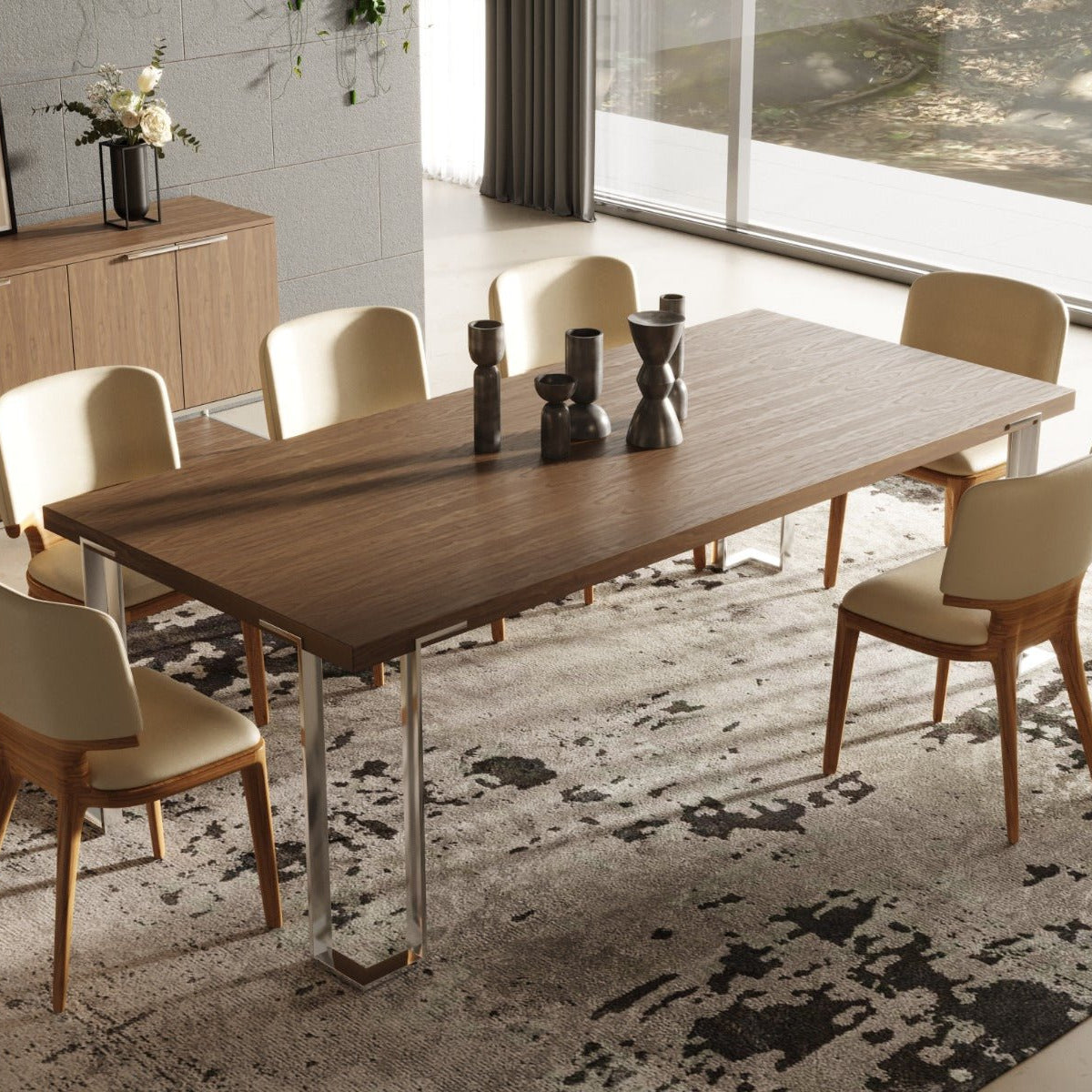 Modrest Heloise - Modern Walnut & Stainless Steel Dining Table – Home ...