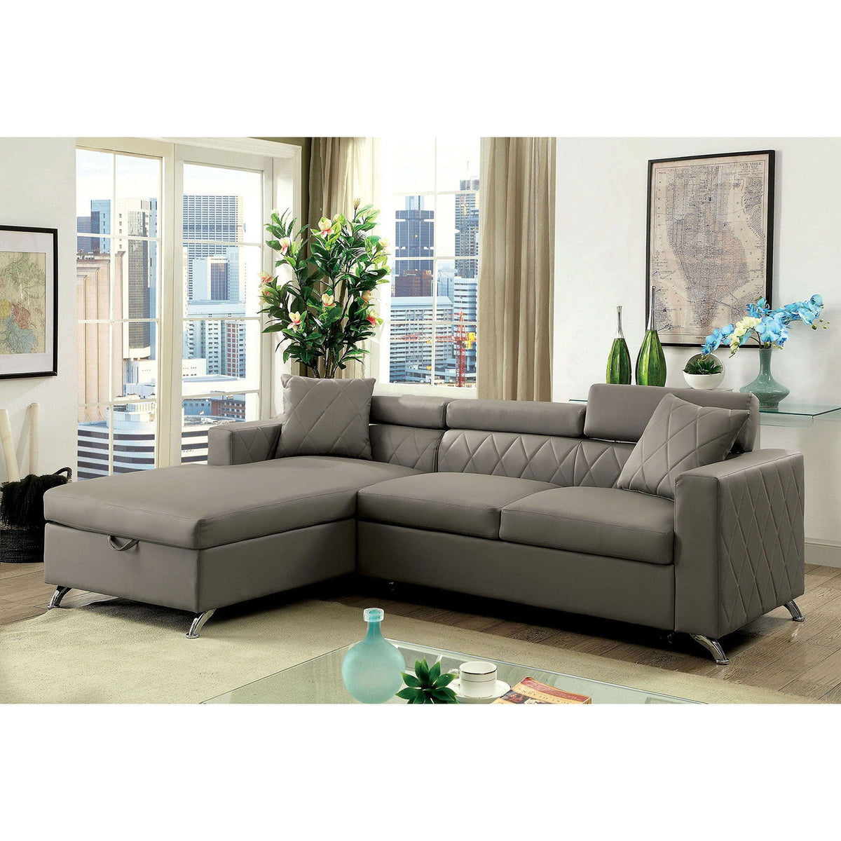 Dayna - Sectional - Gray – Home Elegance USA