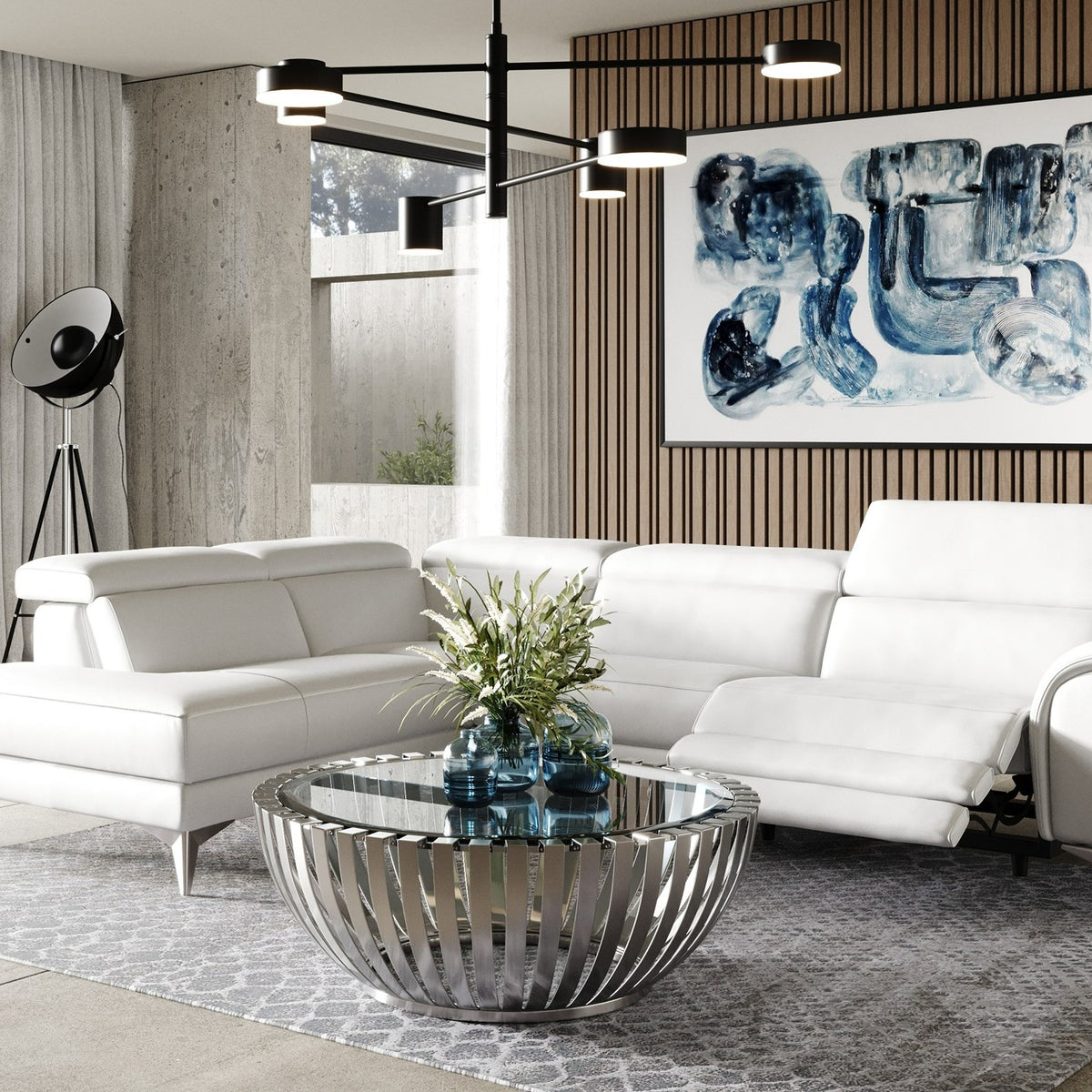 Lamod Italia Monte Carlo - Italian Modern White Leather Left Facing Se ...