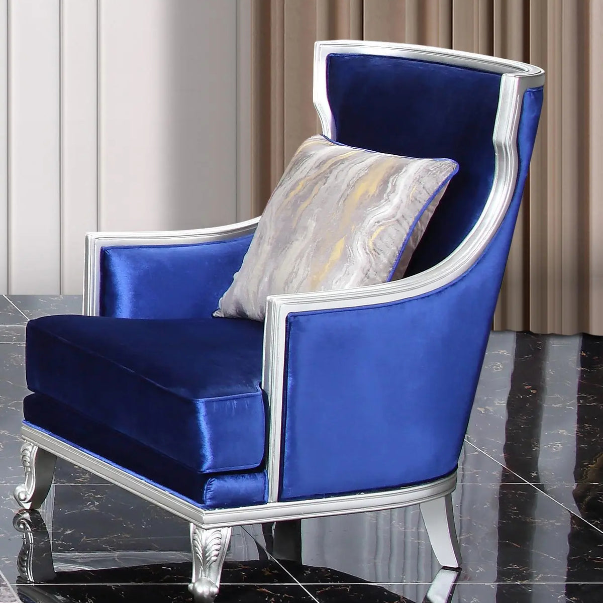 Skylar Navy Blue Chair with Silver Trim – Cosmos Furniture – Home ...