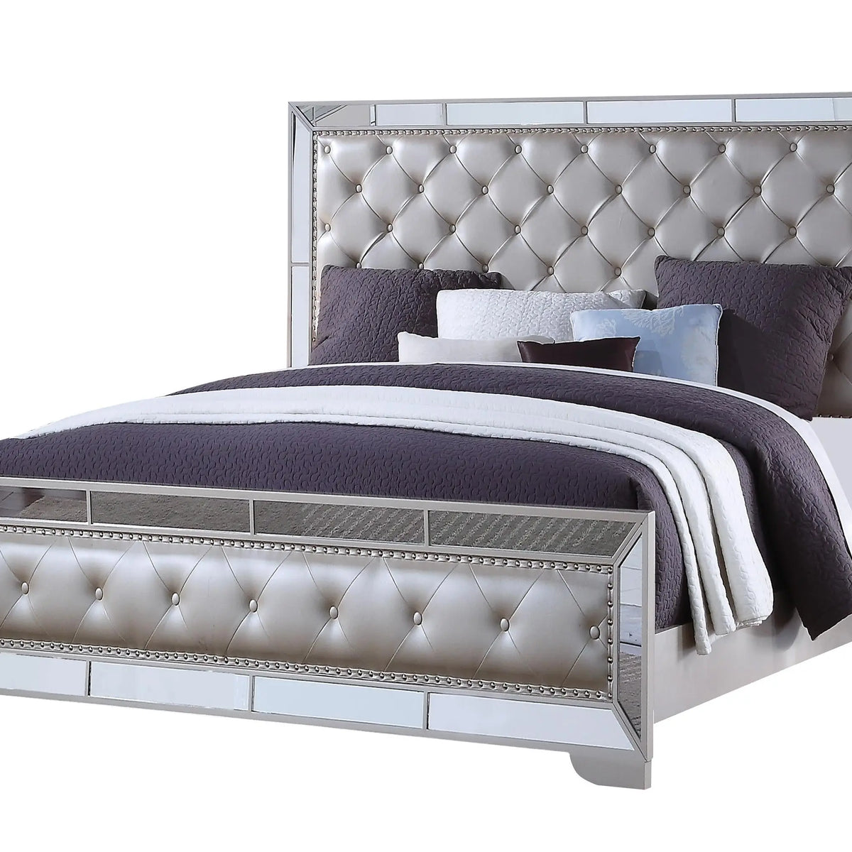 Gloria Contemporary Style Queen Bed In White Finish Wood | Cosmos ...