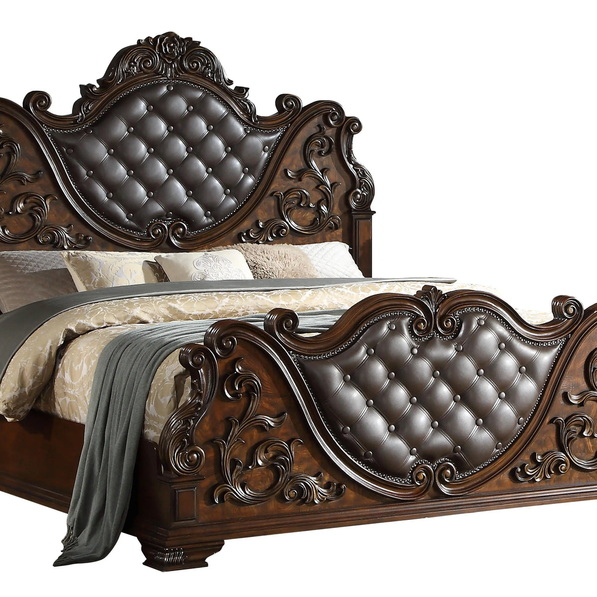 Santa Monica Traditional Style King Bed In Cherry Finish Wood | Cosmos ...