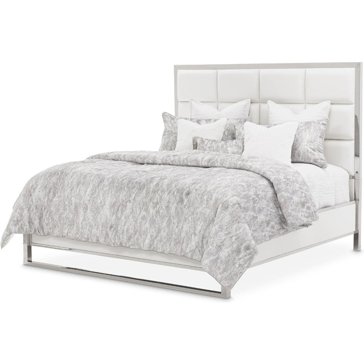 State St. Eastern King Panel Bed Glossy White – AICO – Home Elegance USA