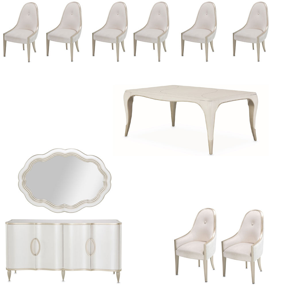 London Place 11-Piece Rectangular Dining Set Creamy Pearl – AICO – Home ...