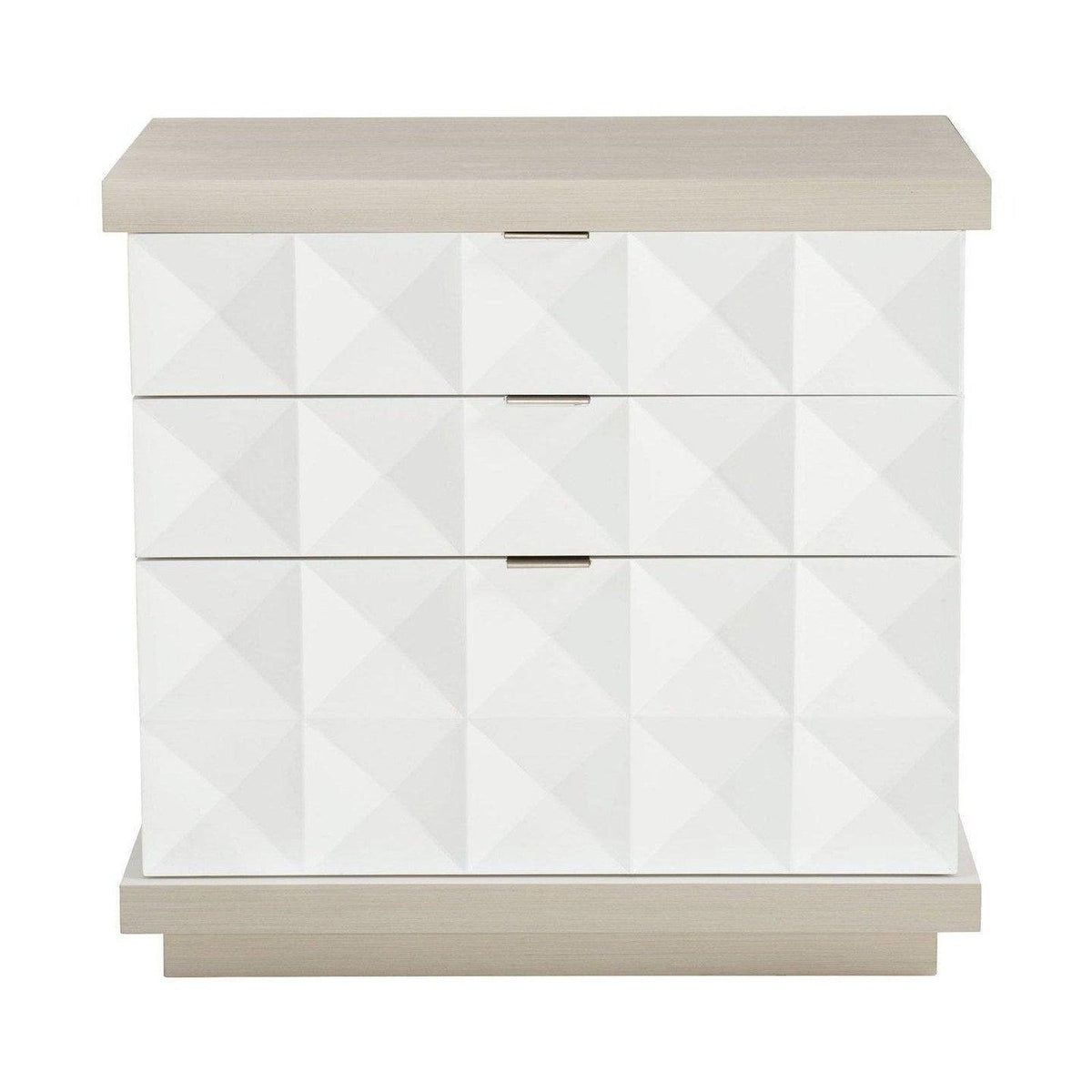 Axiom Nightstand Linear Gray & White Linen – Bernhardt – Home Elegance USA