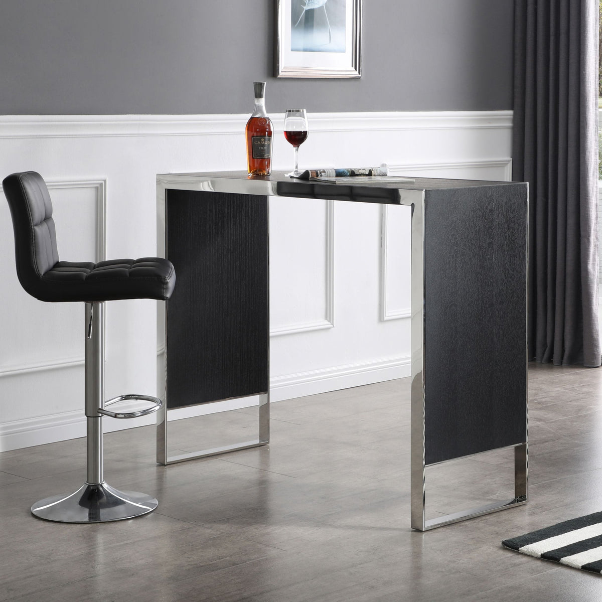 Modrest Manston - Modern Black Oak & Stainless Steel Bar Table – Home ...