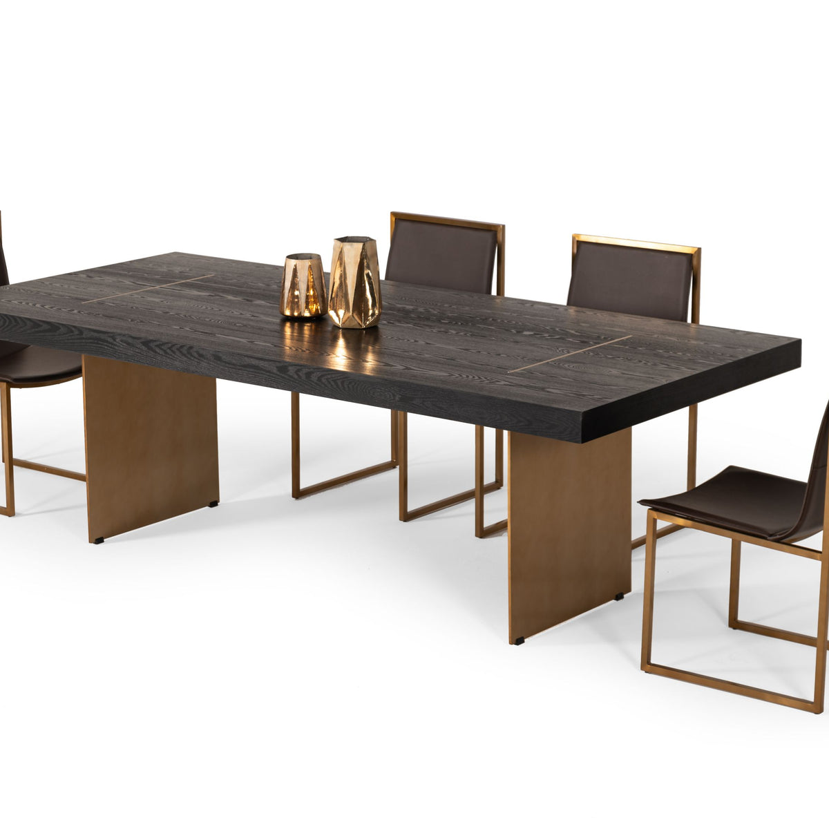 Modrest Perret - Large Glam Black Ash + Brushed Brass Dining Table ...