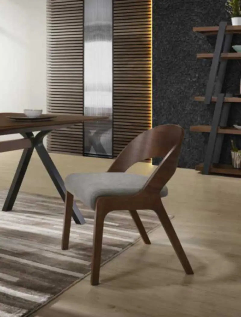 Modrest Runyon Modern Walnut & Grey Fabric Dining Chair (Set Of 2) Vgm ...
